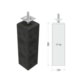 Concrete base anchor 15x15cm high model with facet for garden veranda ...